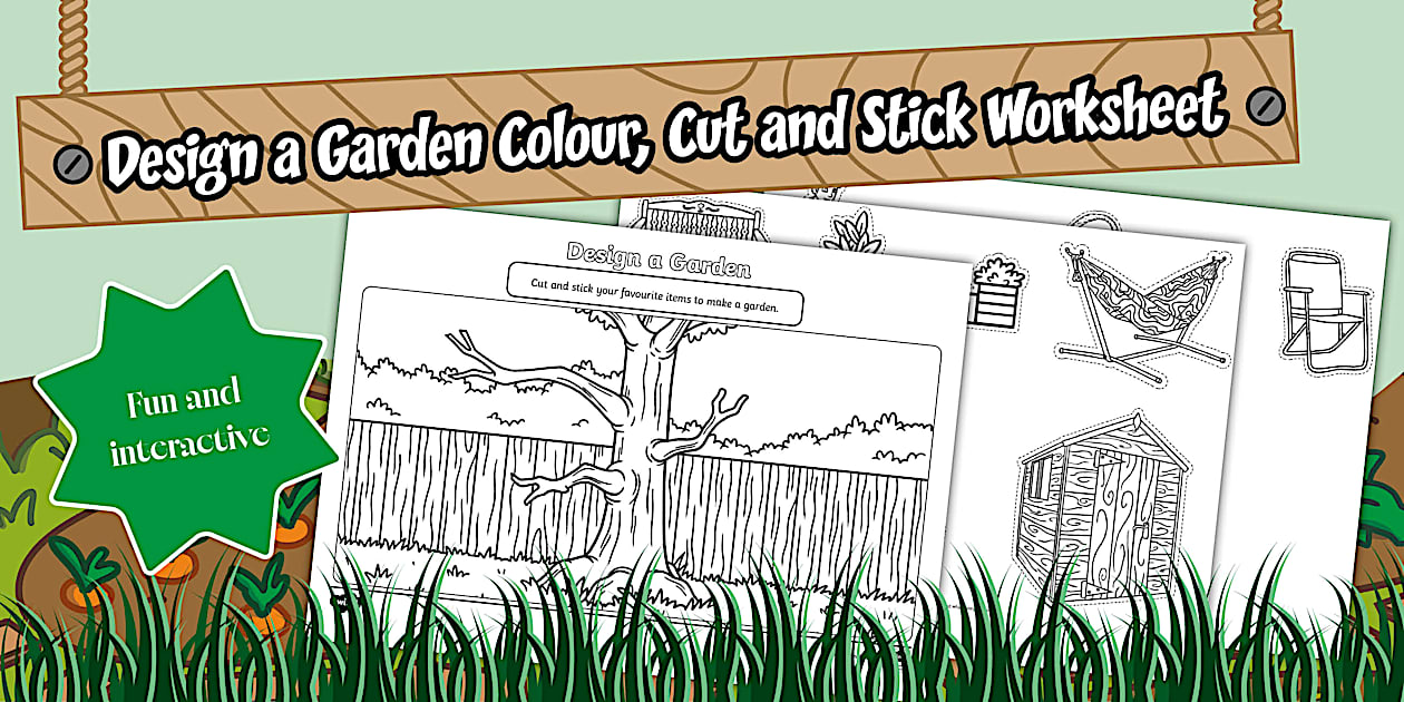 Design a Garden Colour, Cut and Stick Worksheet