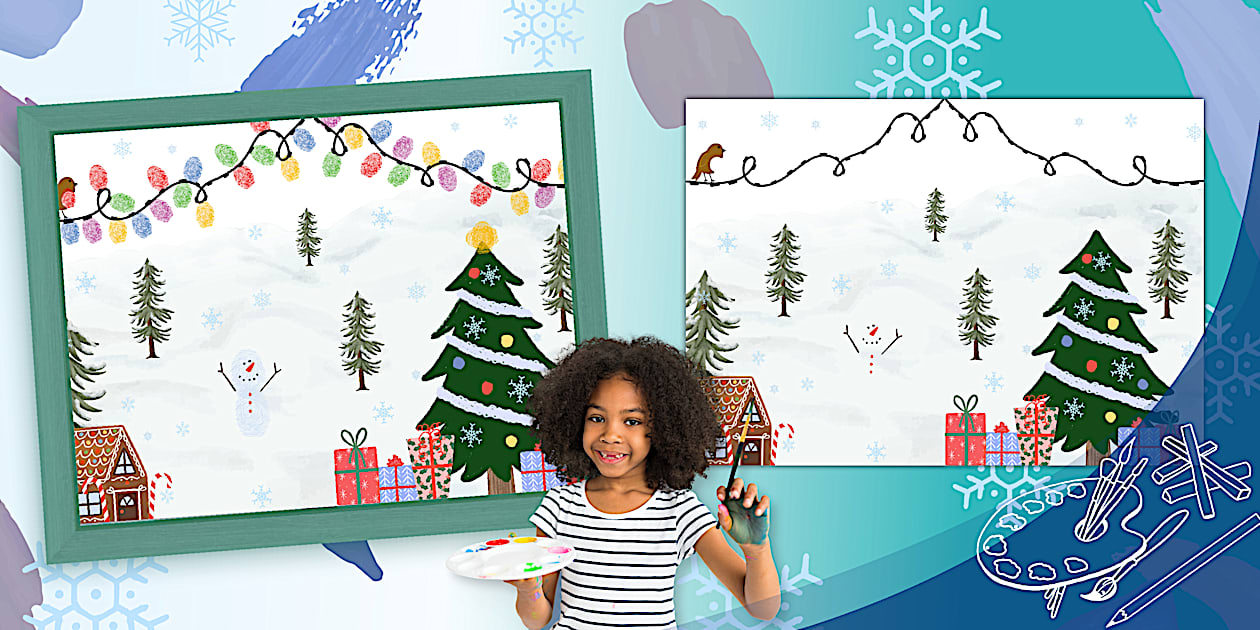 Christmas Scene Fingerprint Activity Poster (teacher made)