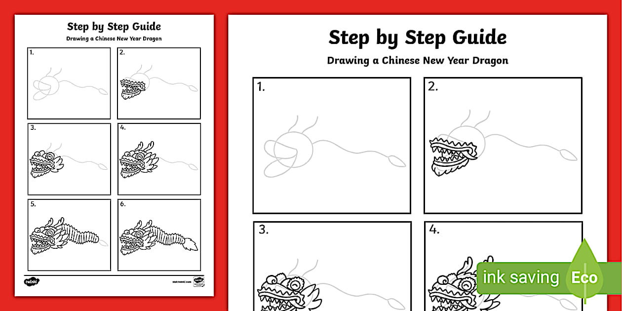 Chinese New Year Dragon Drawing - Primary Resources - Twinkl