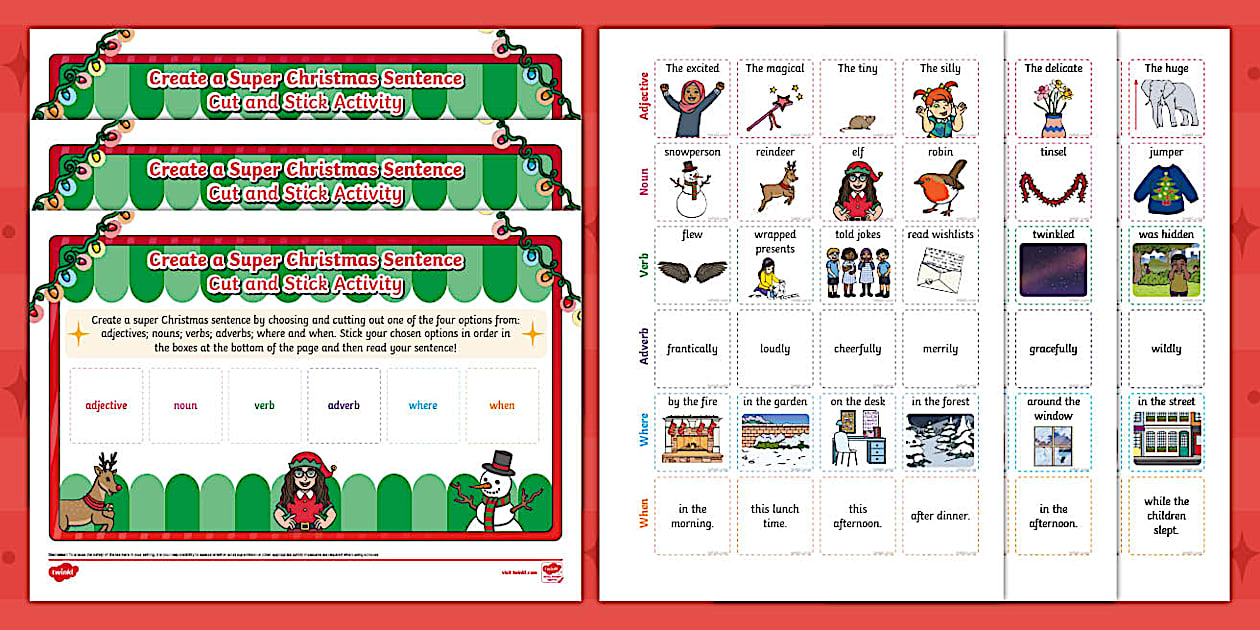 Create a Super Christmas Sentence Cut and Stick Activity Sheets