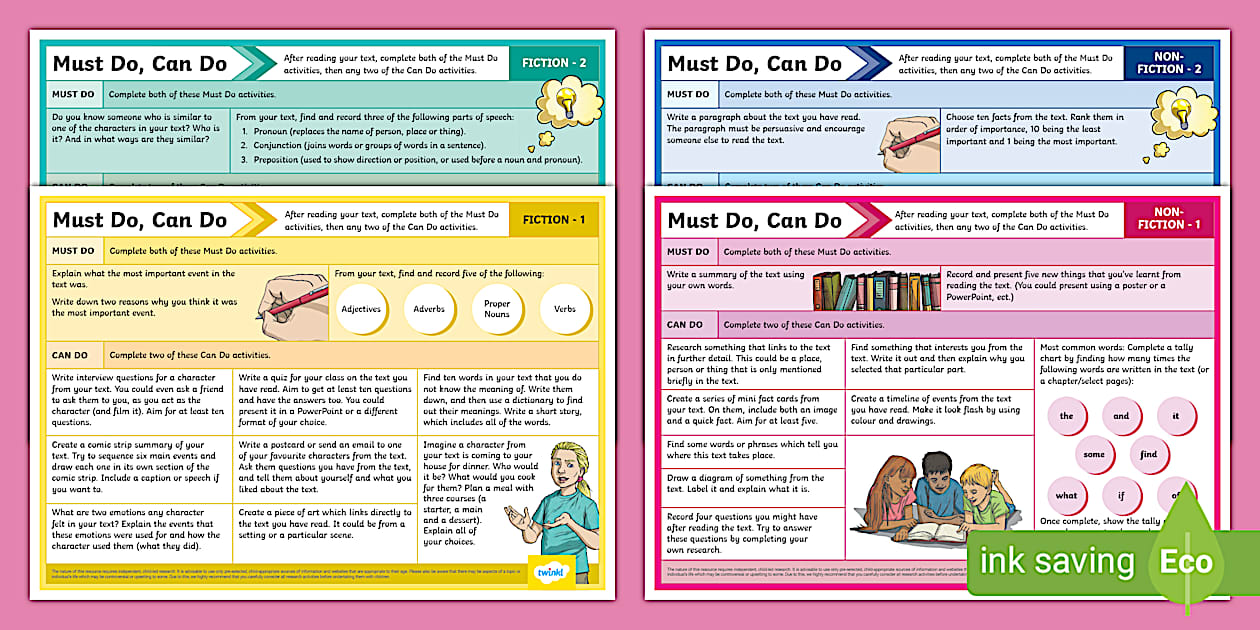 Reading Follow Ups - Must Do Can Do Year 5 and 6 - Twinkl