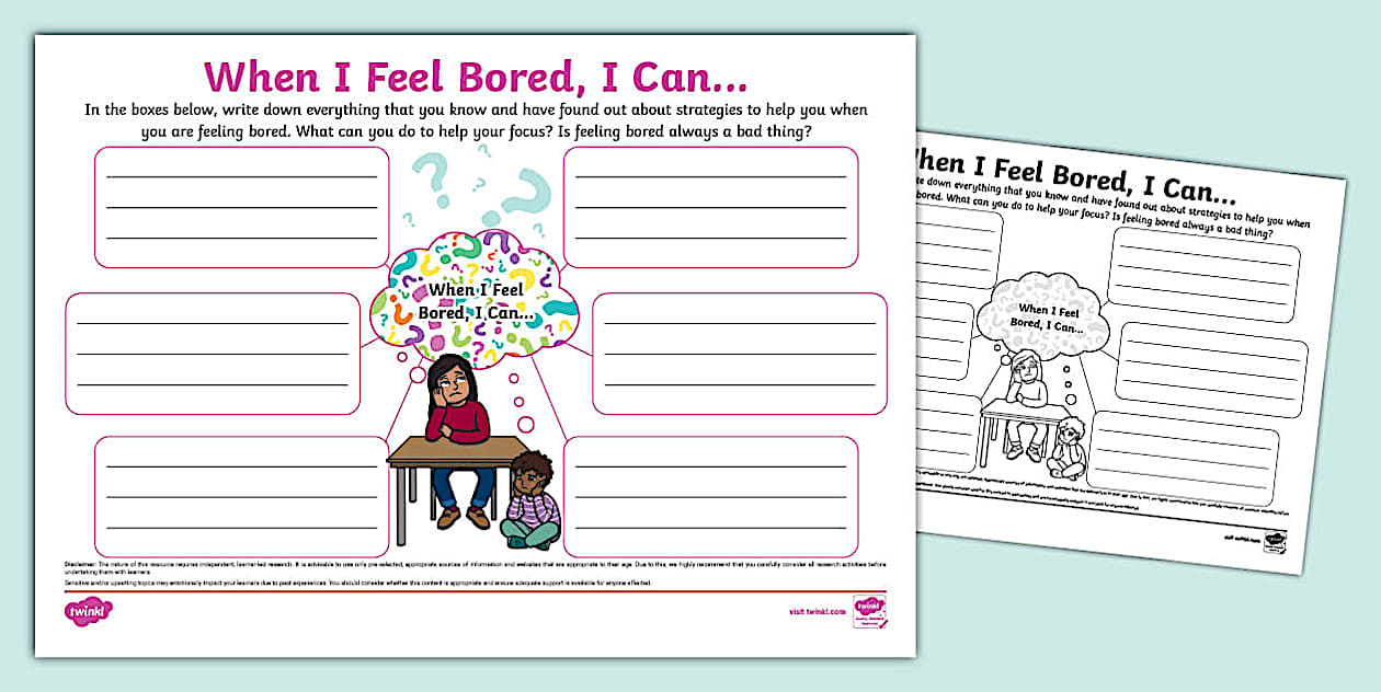 When I Feel Bored, I Can... Mind Map (teacher made) - Twinkl