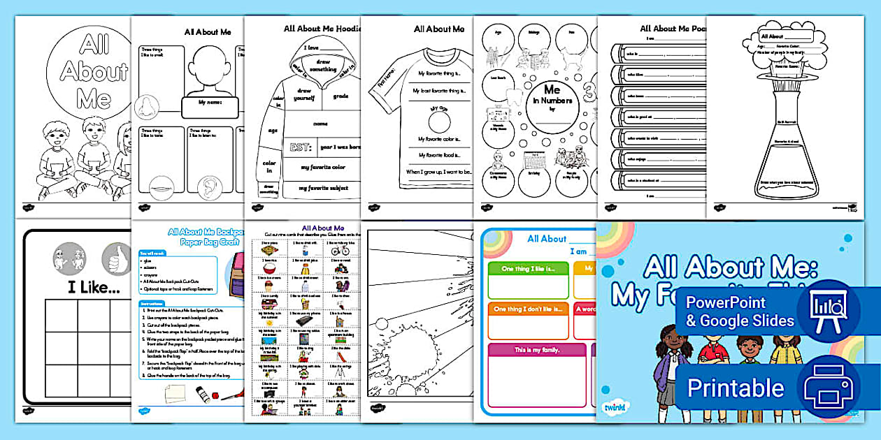 All About Me Printable Worksheets | Back To School Pack