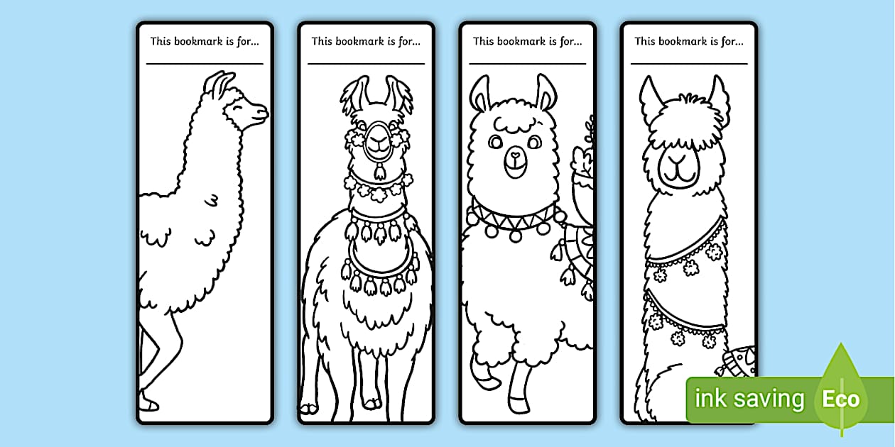 Free Llama Bookmarks to Colour and Print: for Children!