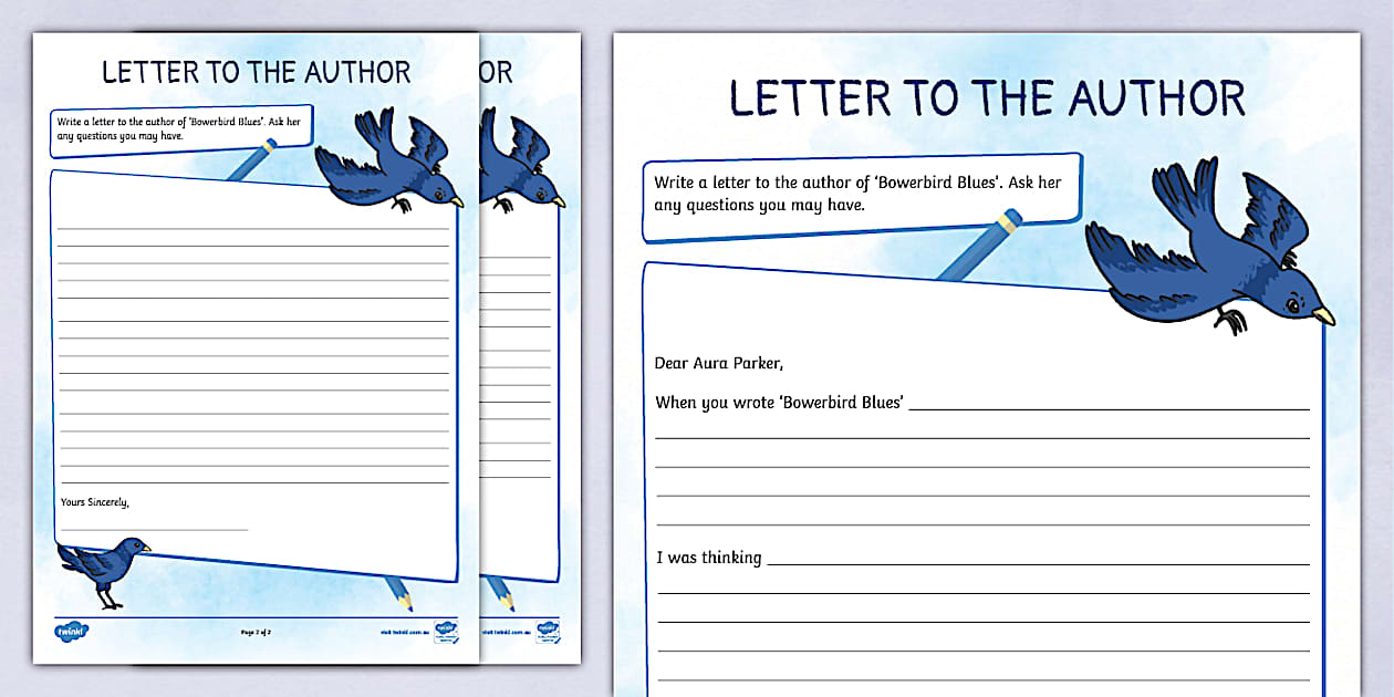 ‘Bowerbird Blues’ Letter to the Author Activity - English