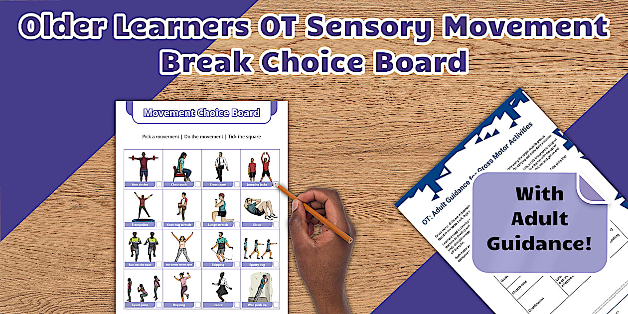 Older Learners OT Sensory movement break choice board