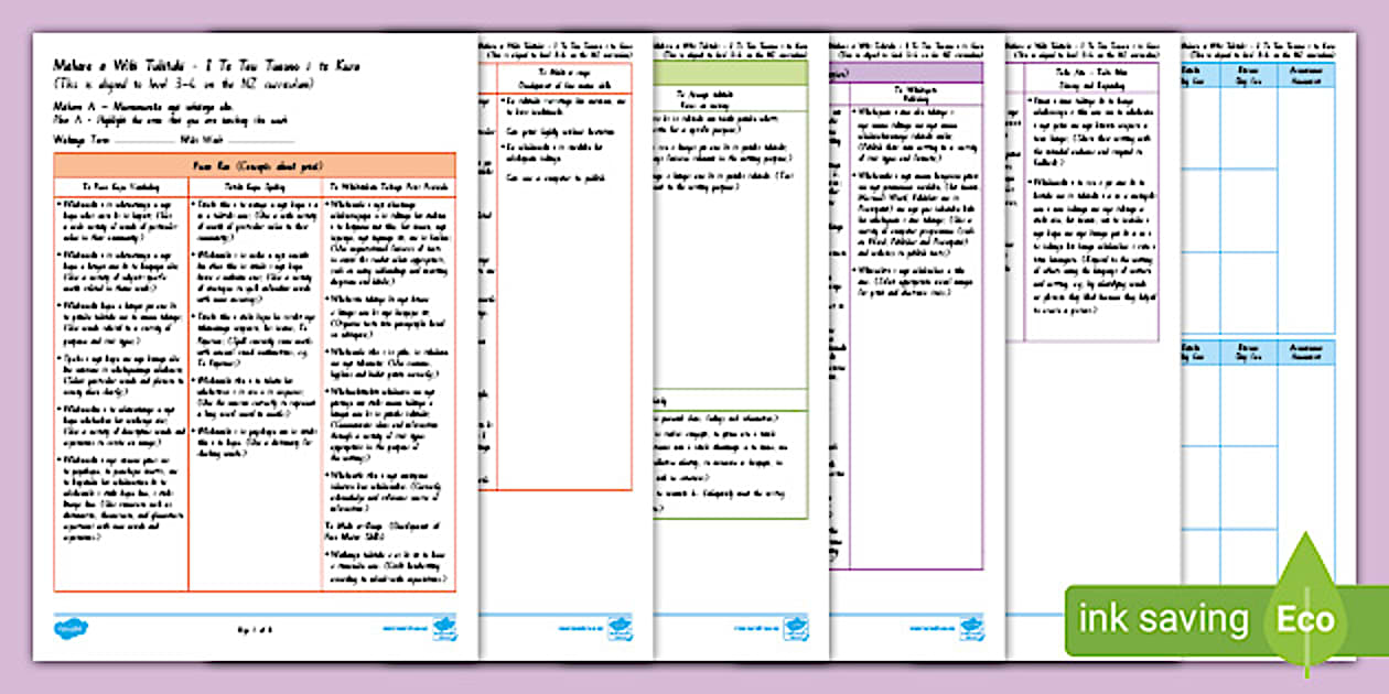 Mahere Tuhituhi Tau Tuaono English/ Te Reo Māori - Twinkl
