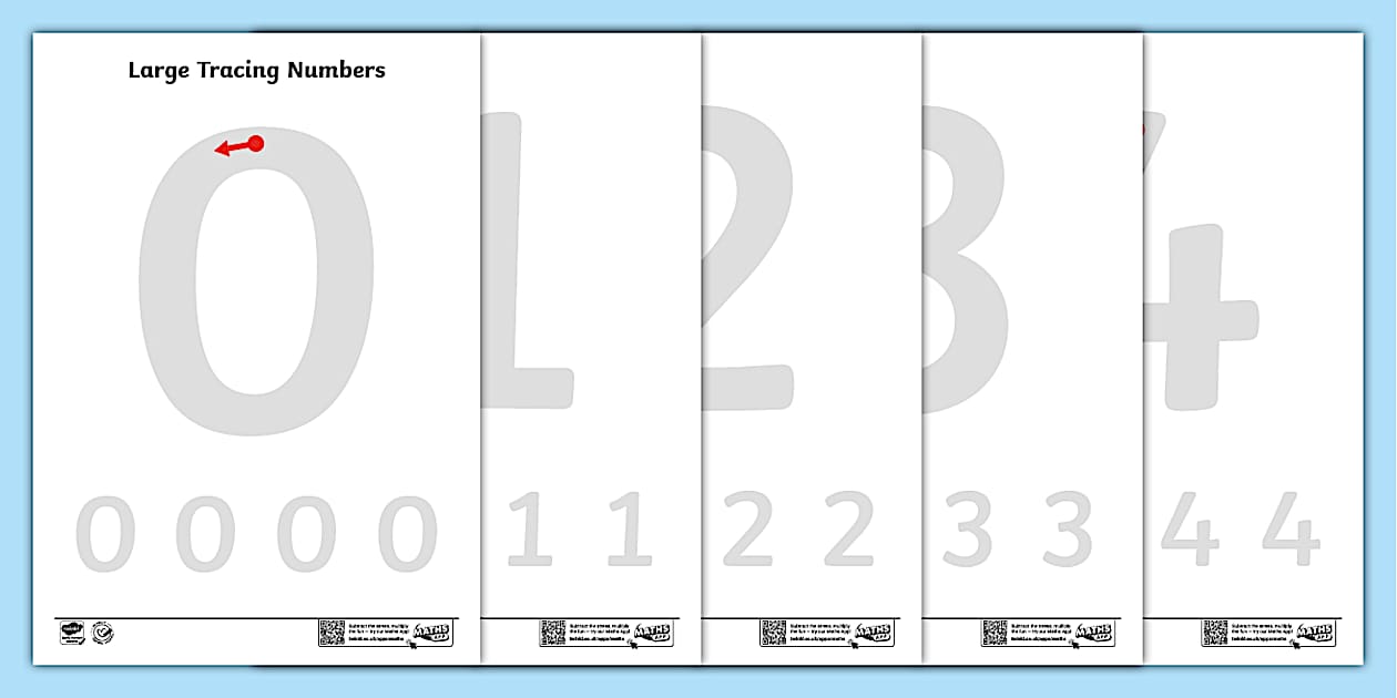 Large Tracing Numbers Worksheets | Teaching Resource
