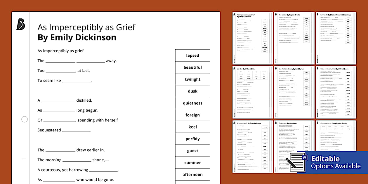 Eduqas Poetry Revision | GCSE Cloze Activity Sheets - Twinkl