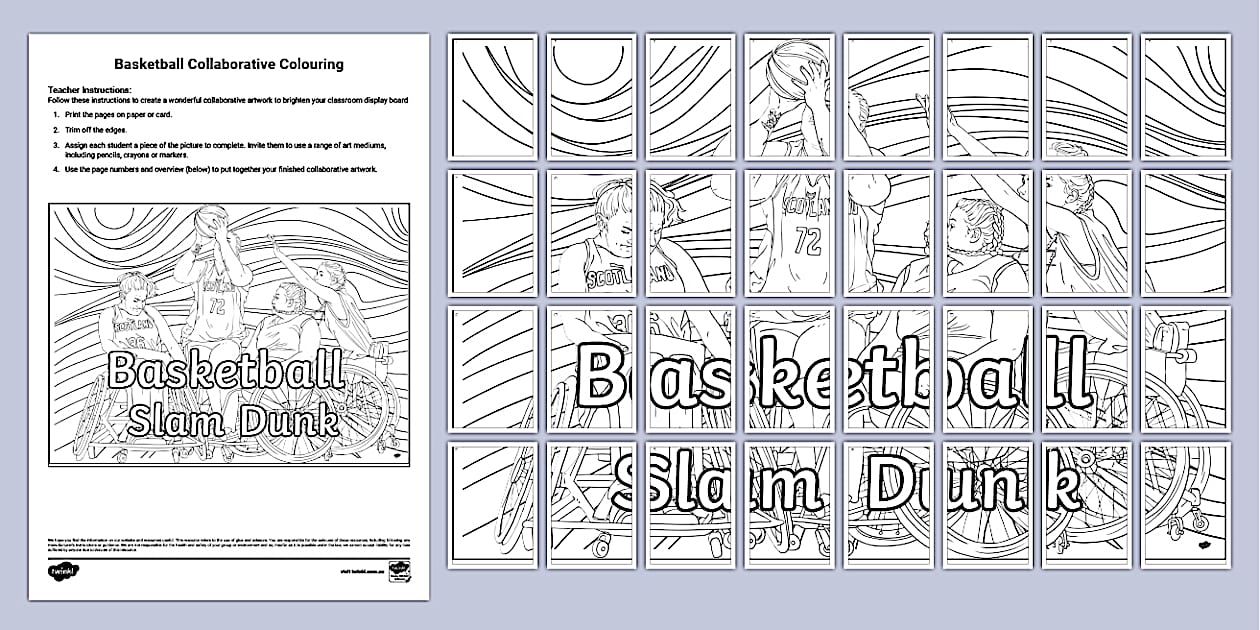 Basketball Collaborative Colouring (teacher made) - Twinkl