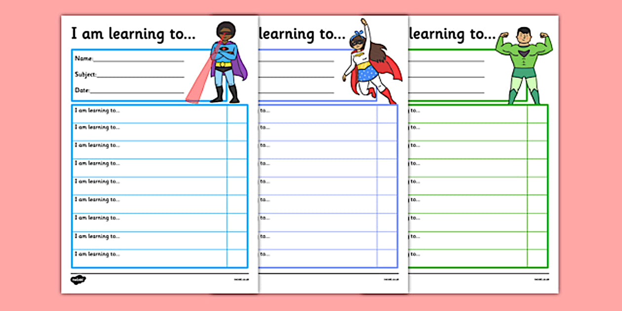 Black and White Superhero Themed Target and Achievement Sheets