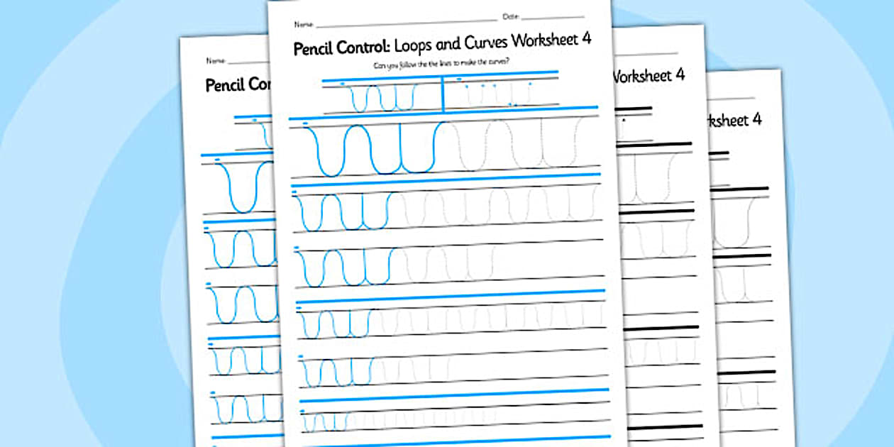 Black and White Pencil Control Loops And Curves Worksheet 4