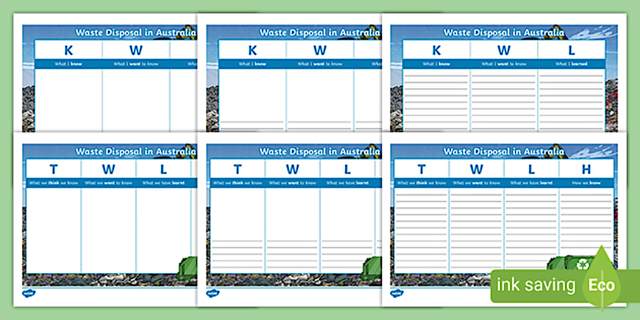 Black and White Waste Wise TWLH Differentiated KWL Grid