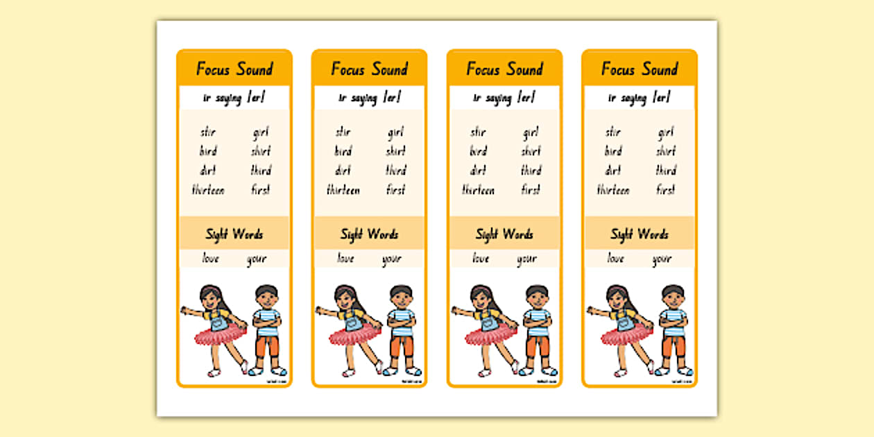 Level 5 Wk 11, Focus Word Bookmarks for phonics 'ir' digraph