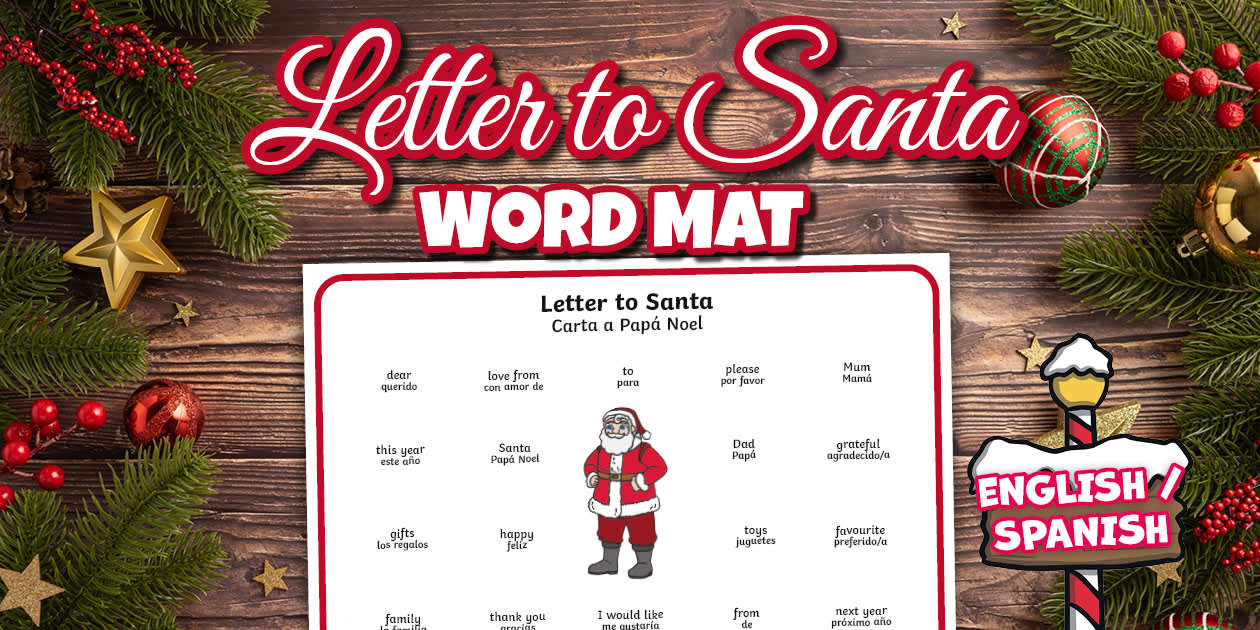 Letter to Santa Word Mat English/Spanish