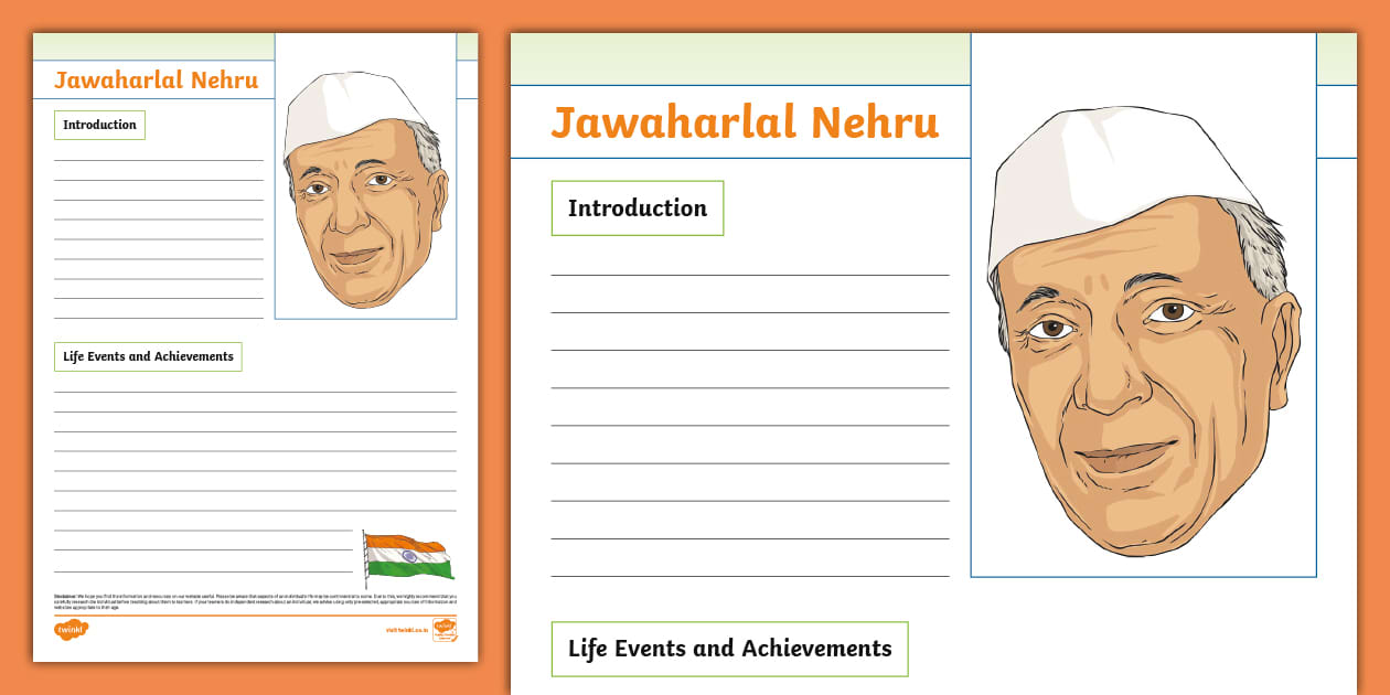 Jawaharlal Nehru Biography Template (Teacher-Made) - Twinkl