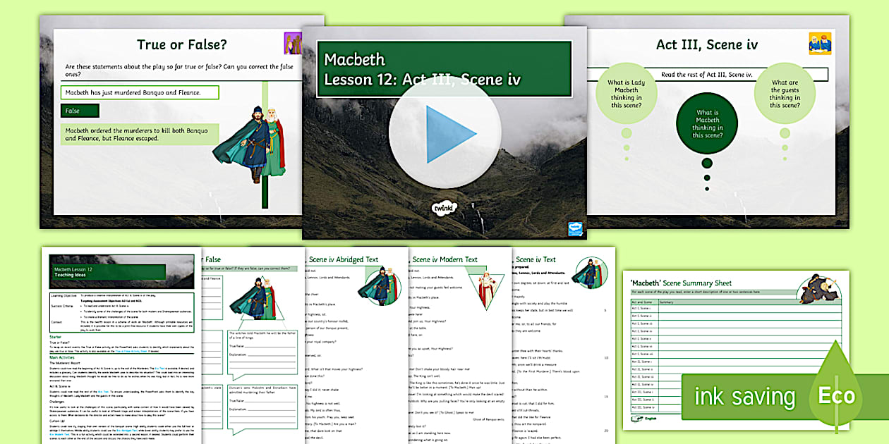 GCSE Macbeth Lesson 12: Act III, Scene iv (teacher made)