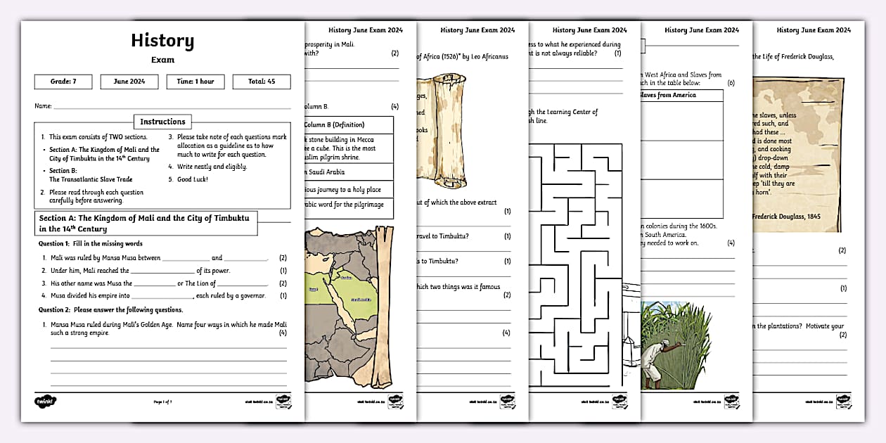 Grade 7 History Term 2 Exam - Twinkl South Africa - Twinkl