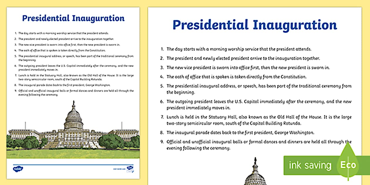 Presidential Inauguration Information Sheet | Twinkl