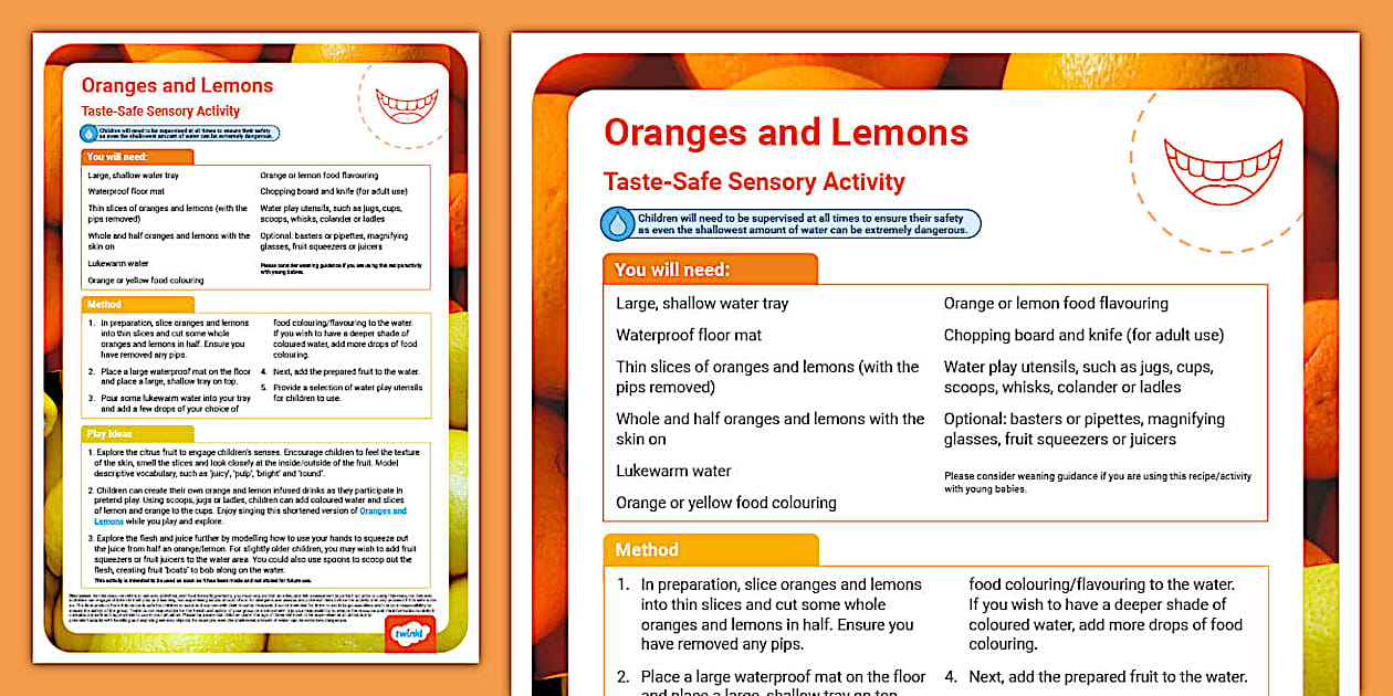 Oranges and Lemons Taste-Safe Sensory Activity | Twinkl