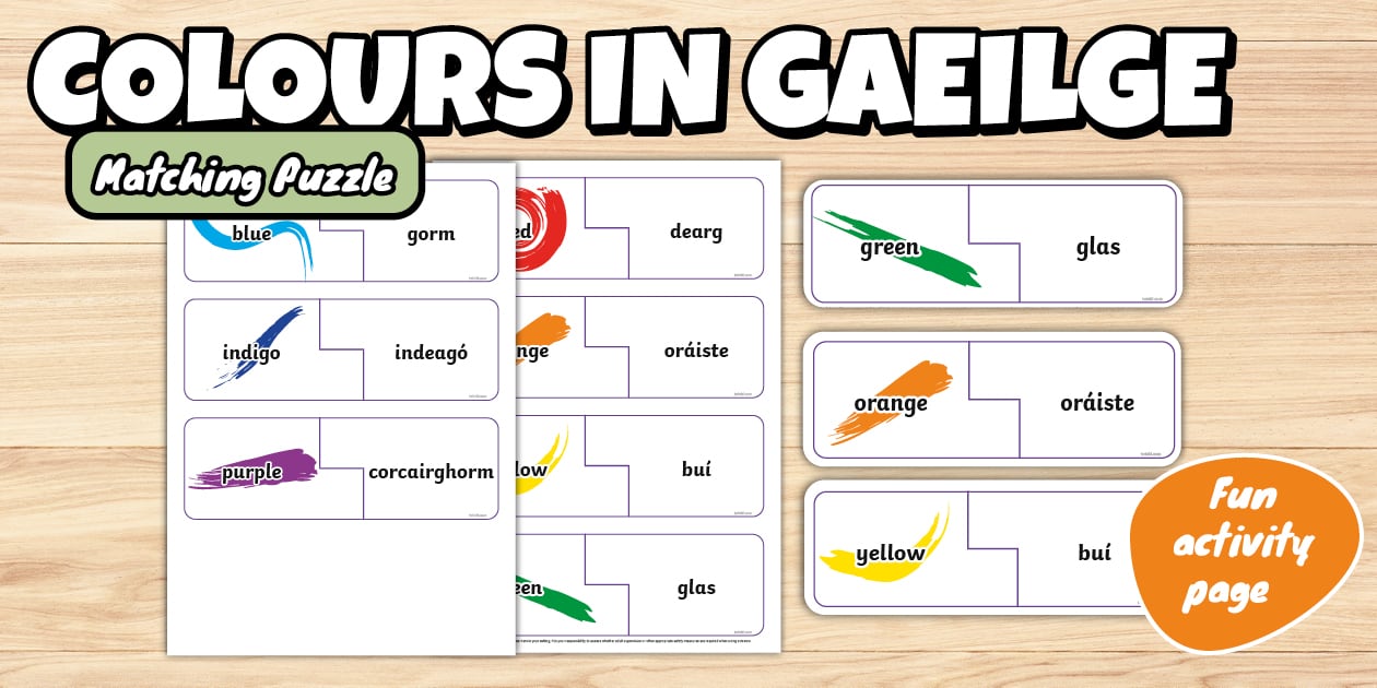 * NEW * Colours in Gaeilge Matching Puzzle
