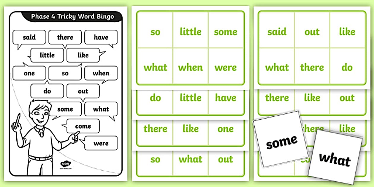 Editable Phase 4 Tricky Word Bingo (professor feito)
