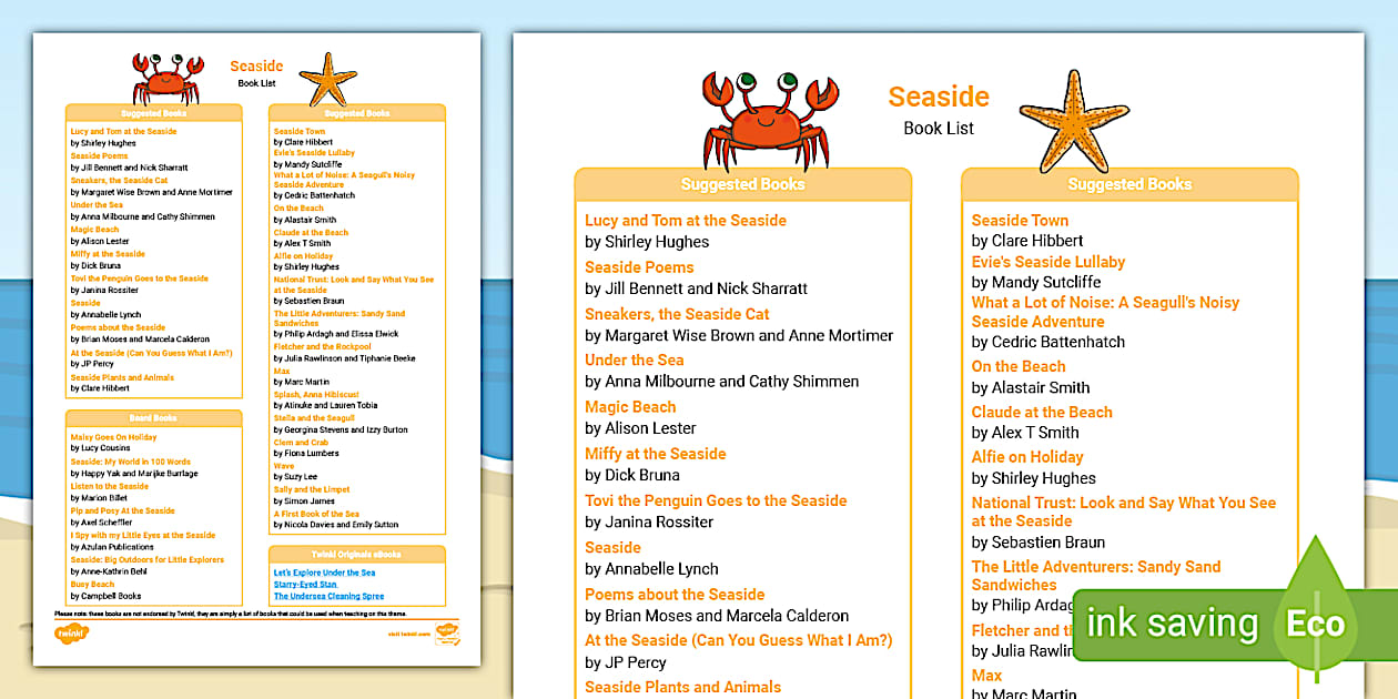 The Seaside Book List | Texts | Seaside | Twinkl - Twinkl