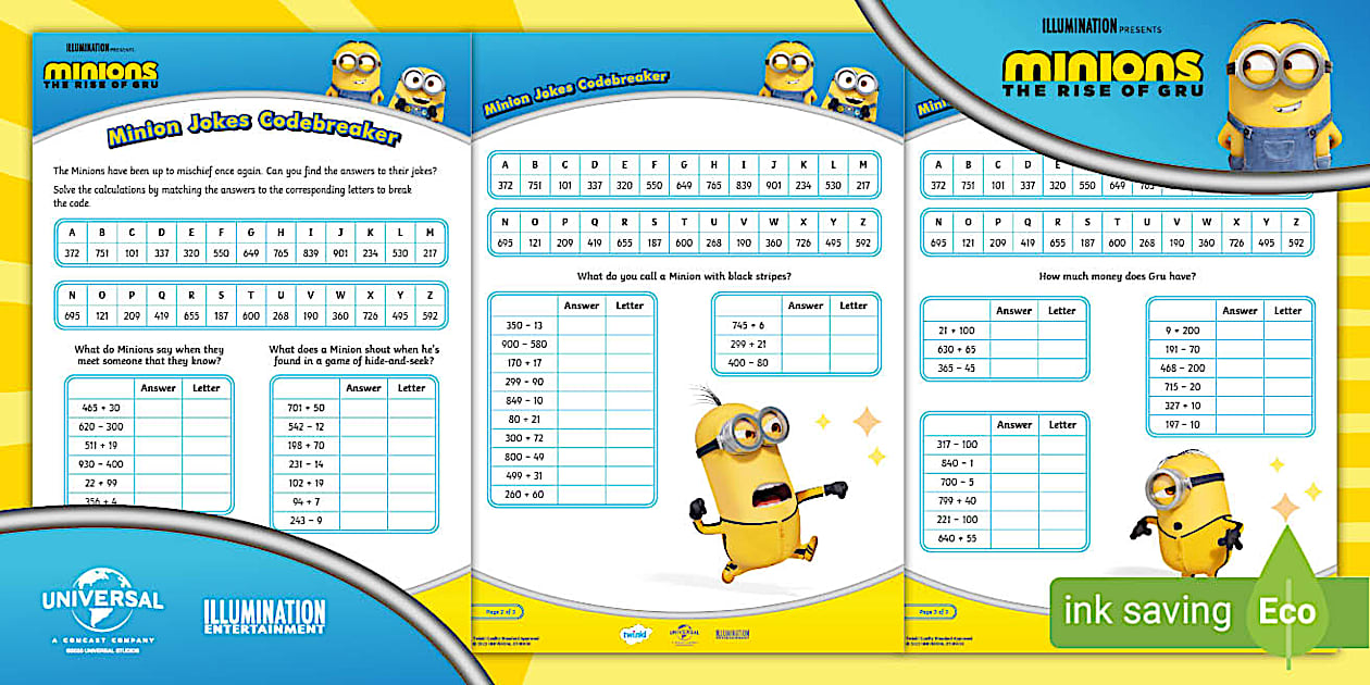 FREE! - 👉 Minions Maths Joke Codebreaker - LKS2 - Activity Sheets