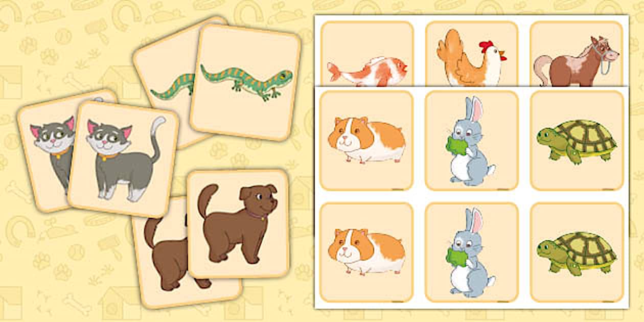 Pet Animals Matching Cards (teacher made) - Twinkl