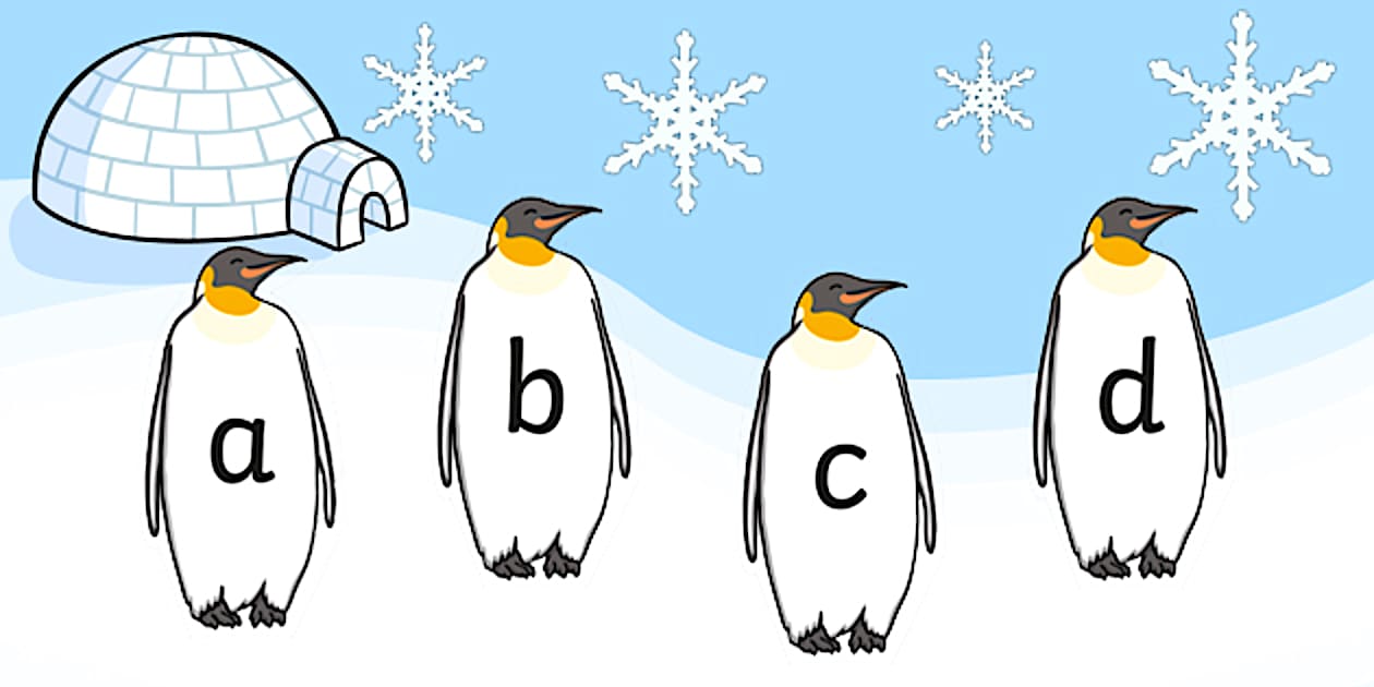 Cursive A-Z Alphabet on Penguins (l'enseignant a fait)