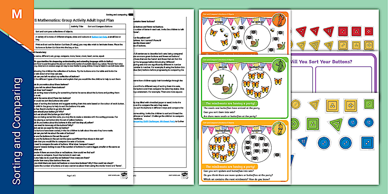 Kindergarten Maths Sort and Compare Buttons Plan and Resource Pack