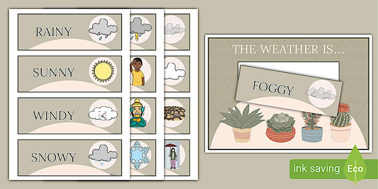Succulents Themed Weather Display Set (teacher made)