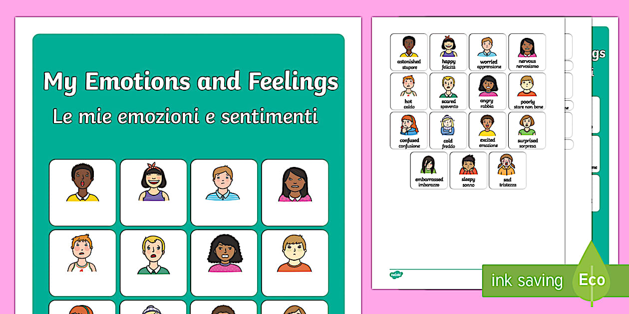 My Emotions and Feelings Vocabulary Matching Mat English/Italian - My ...