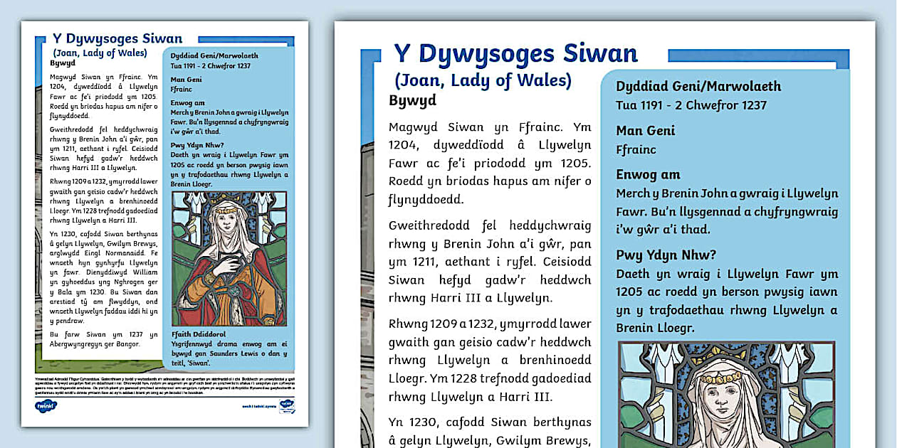 Ffeil Ffeithiau Siwan (teacher made) - Twinkl