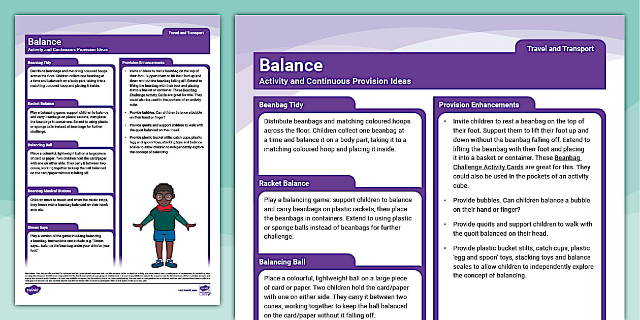 Physical Development: Balance Activity and Continuous Provision Ideas
