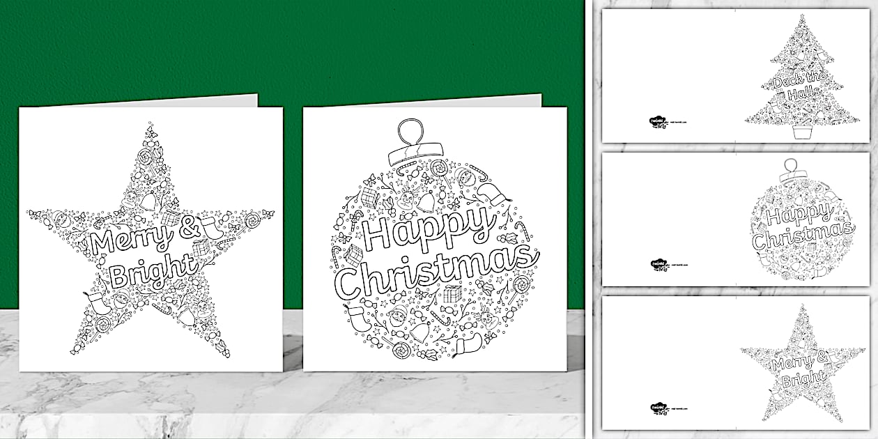 Christmas Colouring Doodle Cards... | Twinkl Party