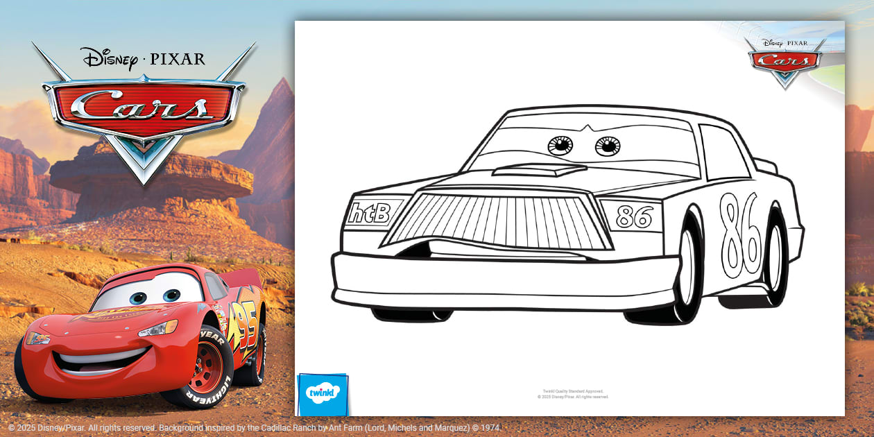 Cars: Chick Hicks Colouring Page