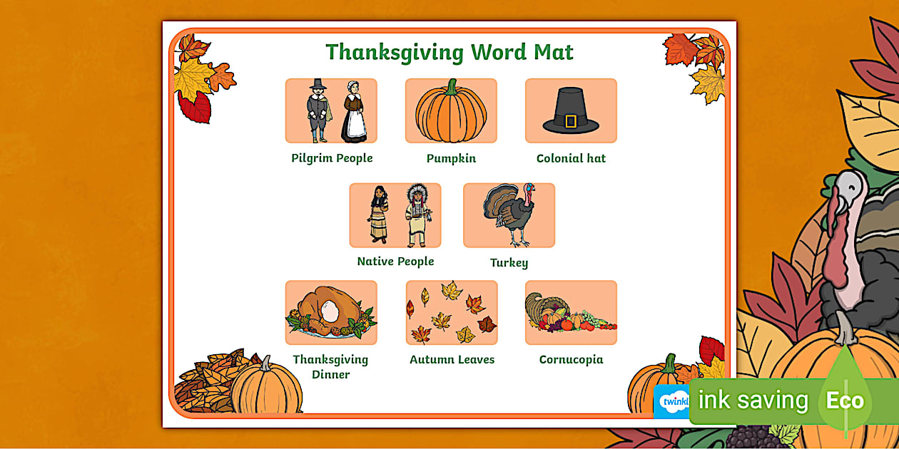 Thanksgiving Word Mat (teacher made) - Twinkl