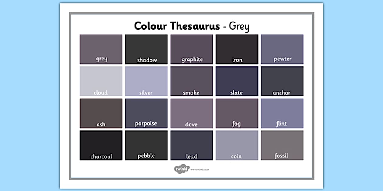 Cursive Colour Thesaurus Word Mat Grey (teacher made)