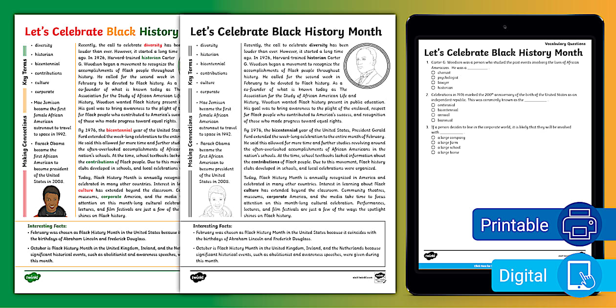 6th Grade Black History Month Fact File | Twinkl USA