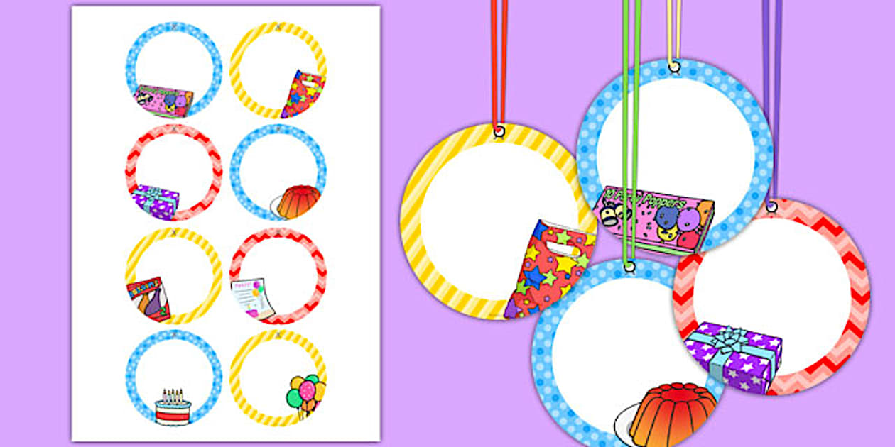 Editable 3rd Birthday Party Name Tags (teacher made)
