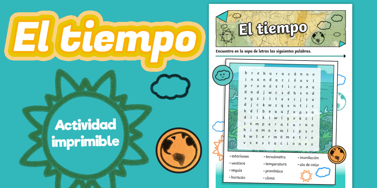 Ficha de actividad: Sopa de letras - El tiempo