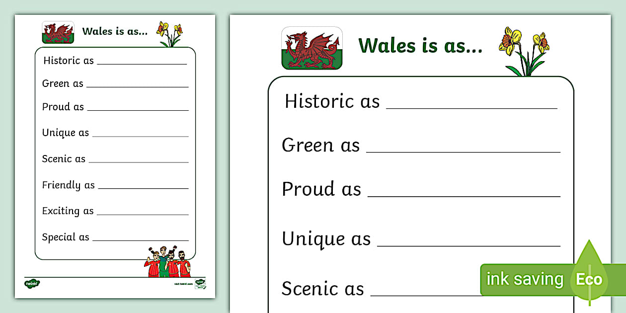 Wales Simile Poem Template (teacher made) - Twinkl