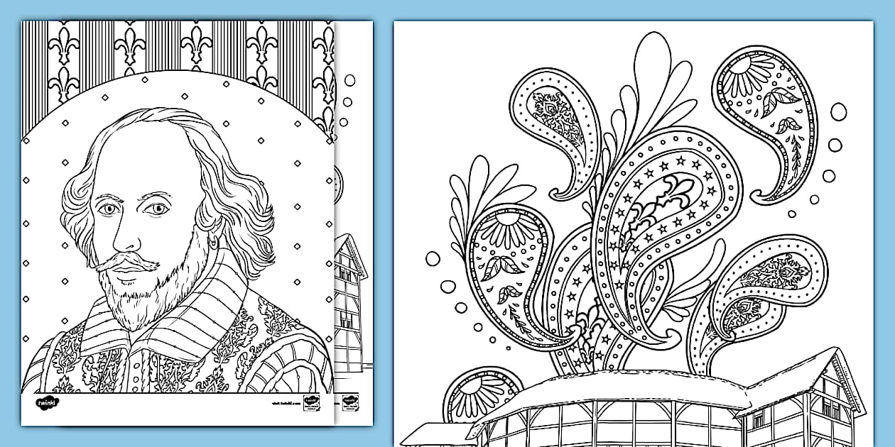 Shakespeare Mindfulness Coloring Sheets for 3rd-5th Grade