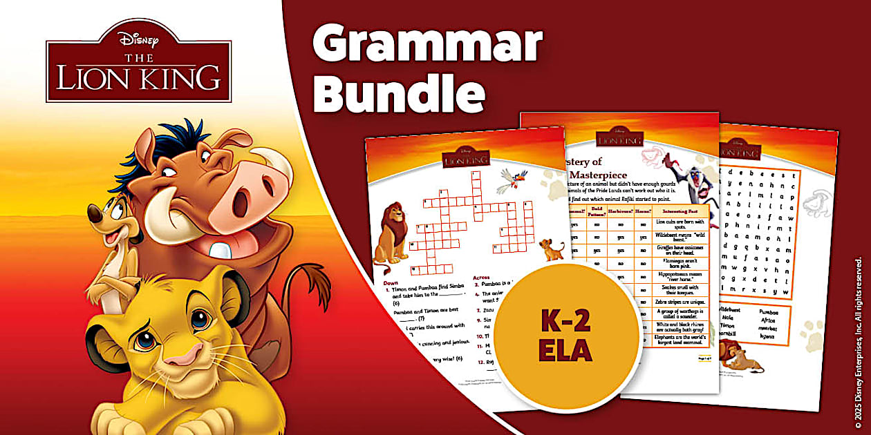 The Lion King: Grammar & Vocabulary Activity Pack