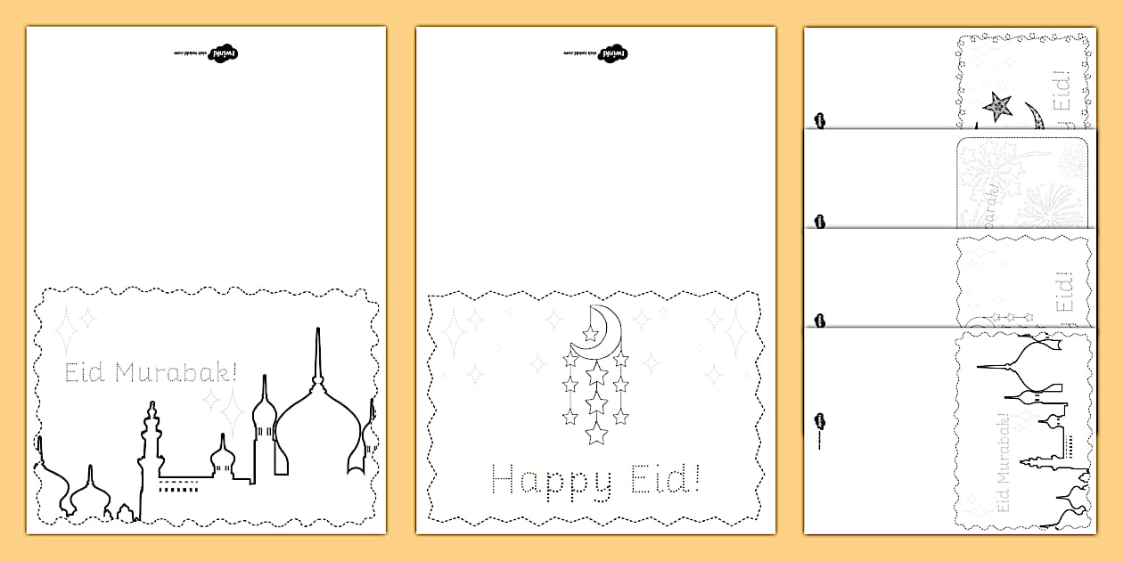 Traceable Eid Cards Handwriting and Motor Skills Practice