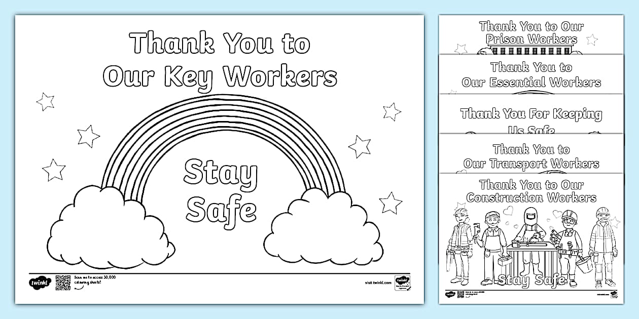 Thank You Key Workers Colouring Posters (teacher made)
