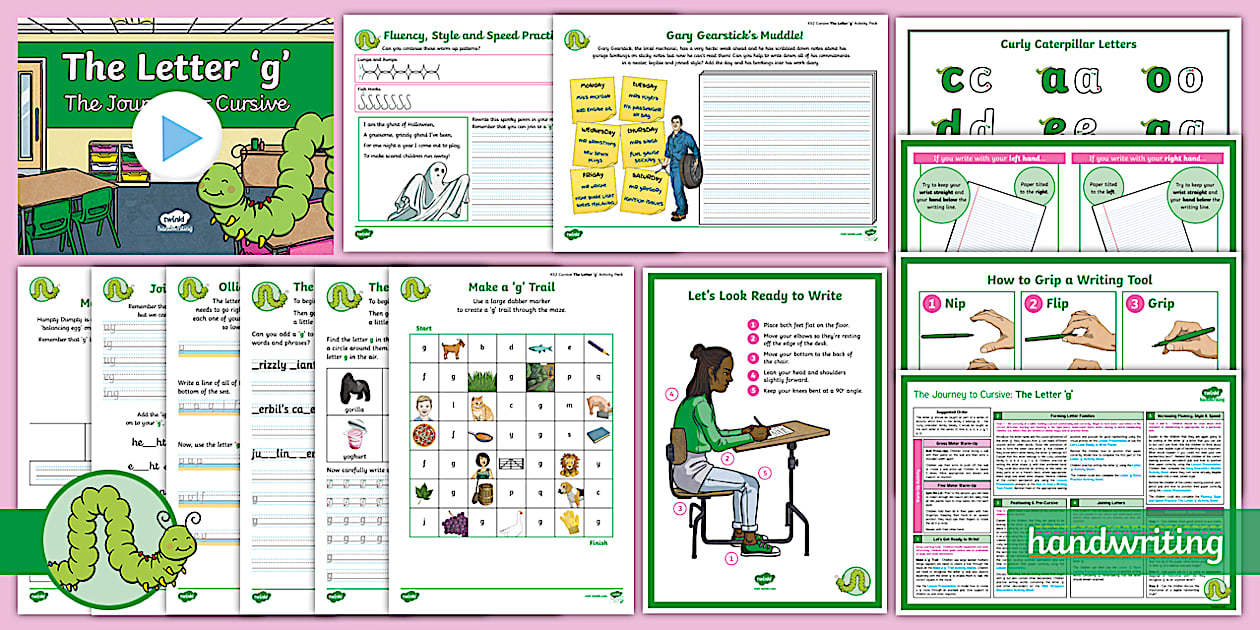 Cursive 'G' | Writing Resources (l'enseignant a fait)