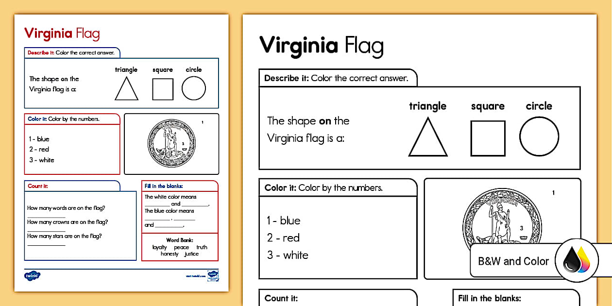 Virginia Flag Investigation Worksheet (Teacher-Made)