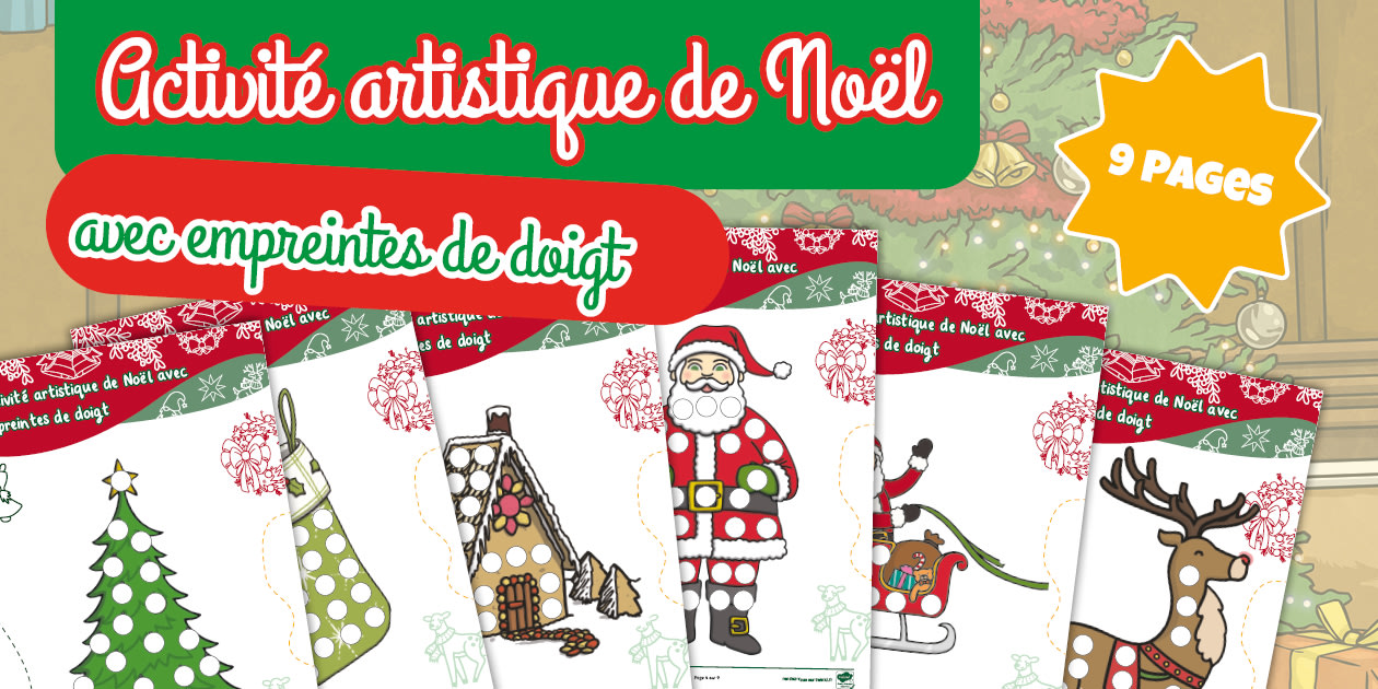 Activité artistique de Noël avec empreintes de doigt